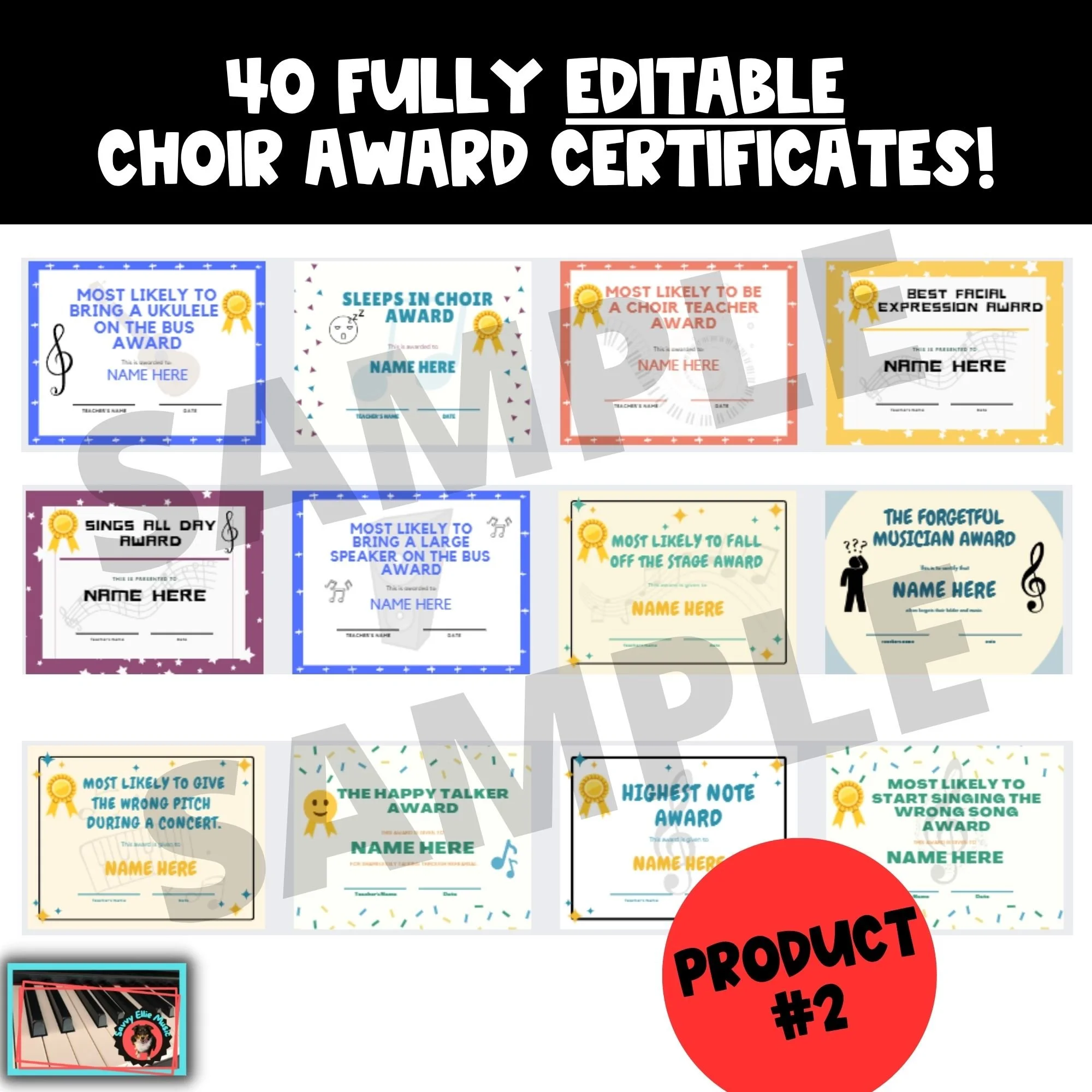 Choir Award BUNDLE - 60 Fun Editable Award Certificates for Chorus ...