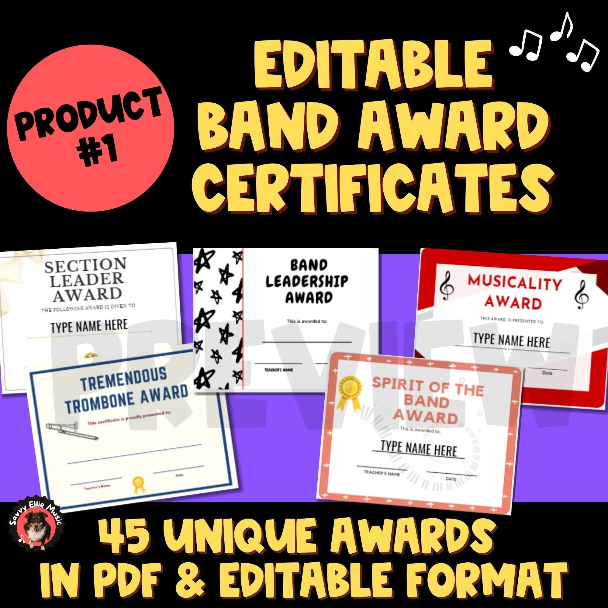 Band Awards BUNDLE - 85 Fun Editable Award Certificates for Band ...