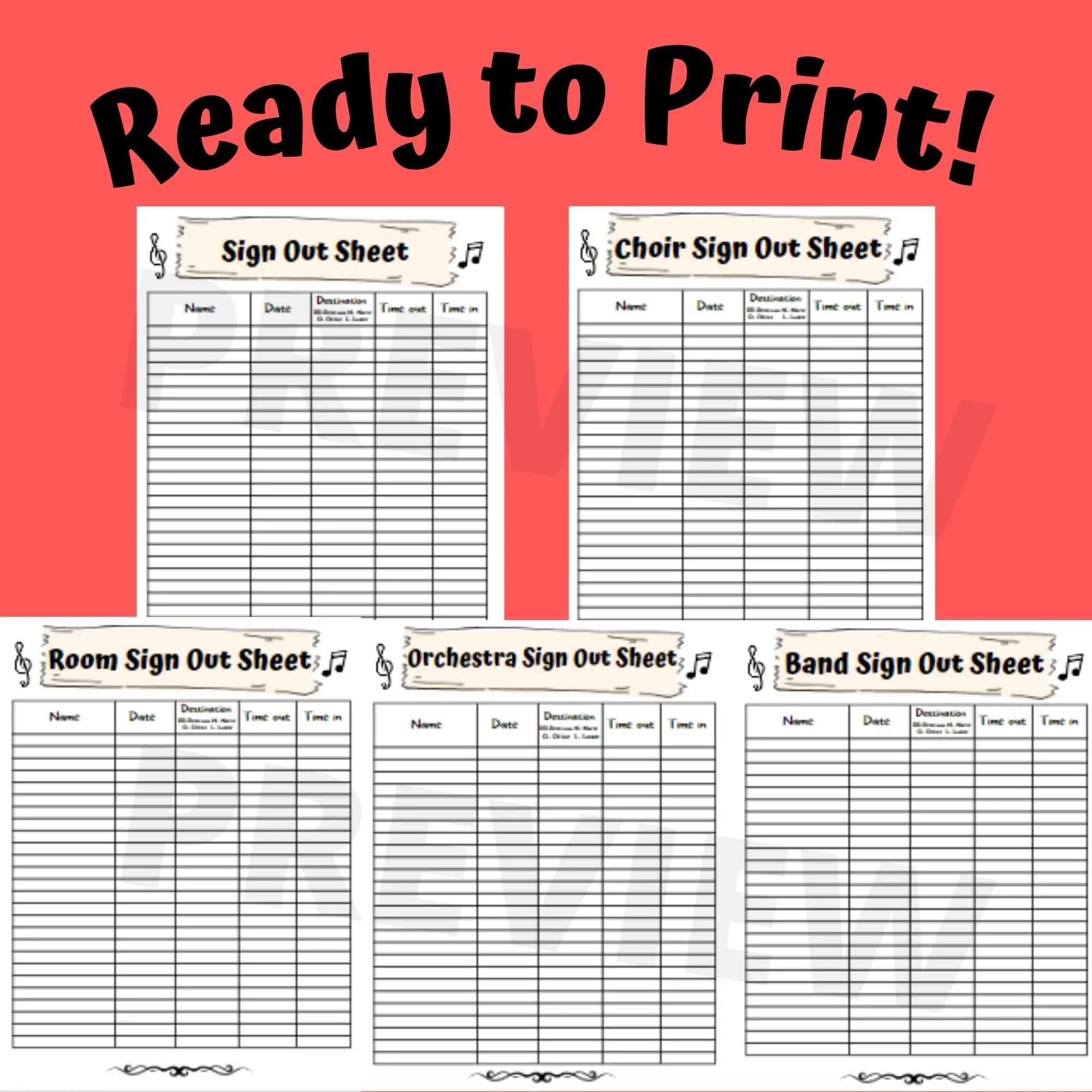 Music Room Sign Out Sheets — Savvy Ellie Music