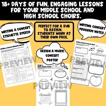BUNDLE of Choir Substitute Plans - Over 18 days of NO PREP lessons for ...