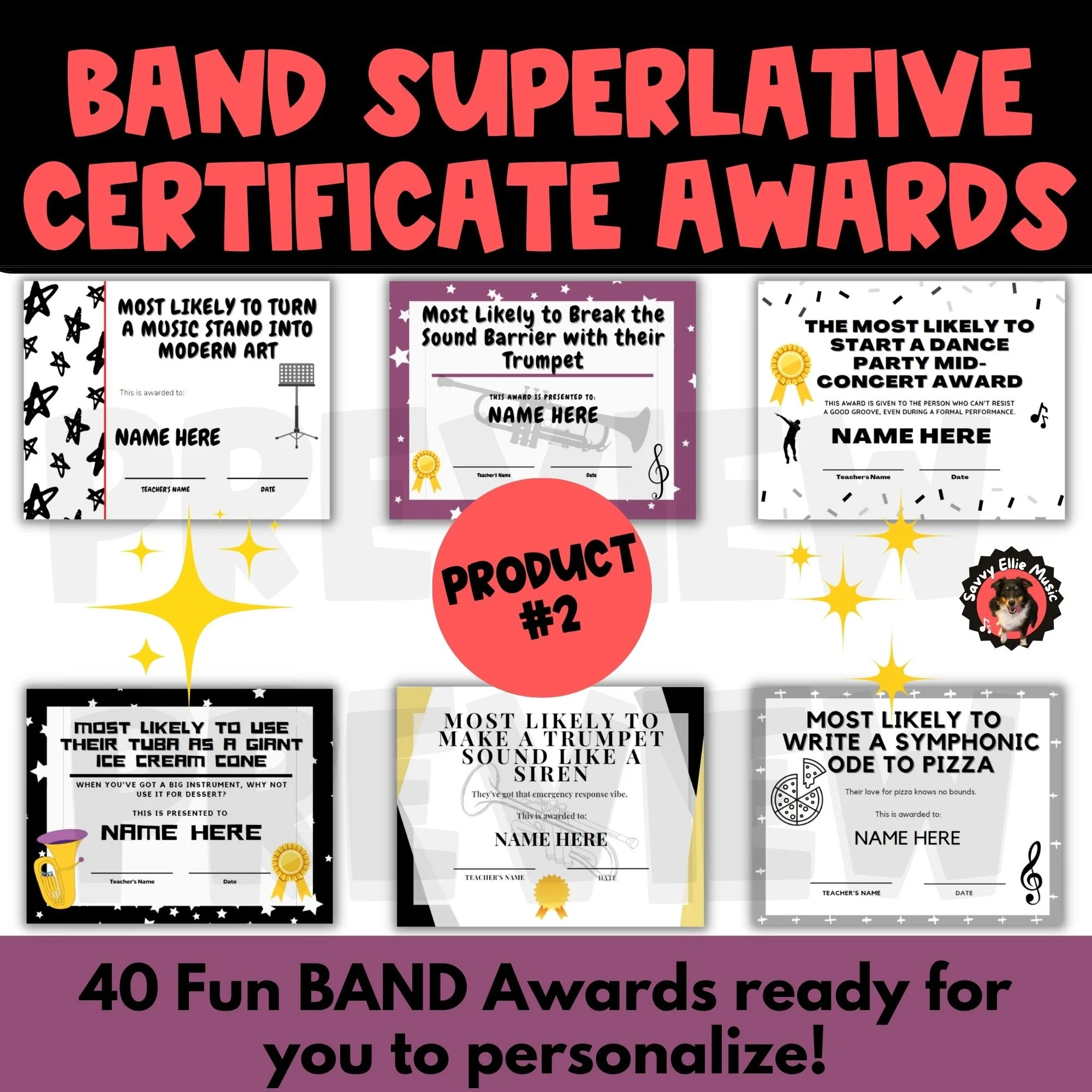 Band Awards BUNDLE - 85 Fun Editable Award Certificates for Band ...