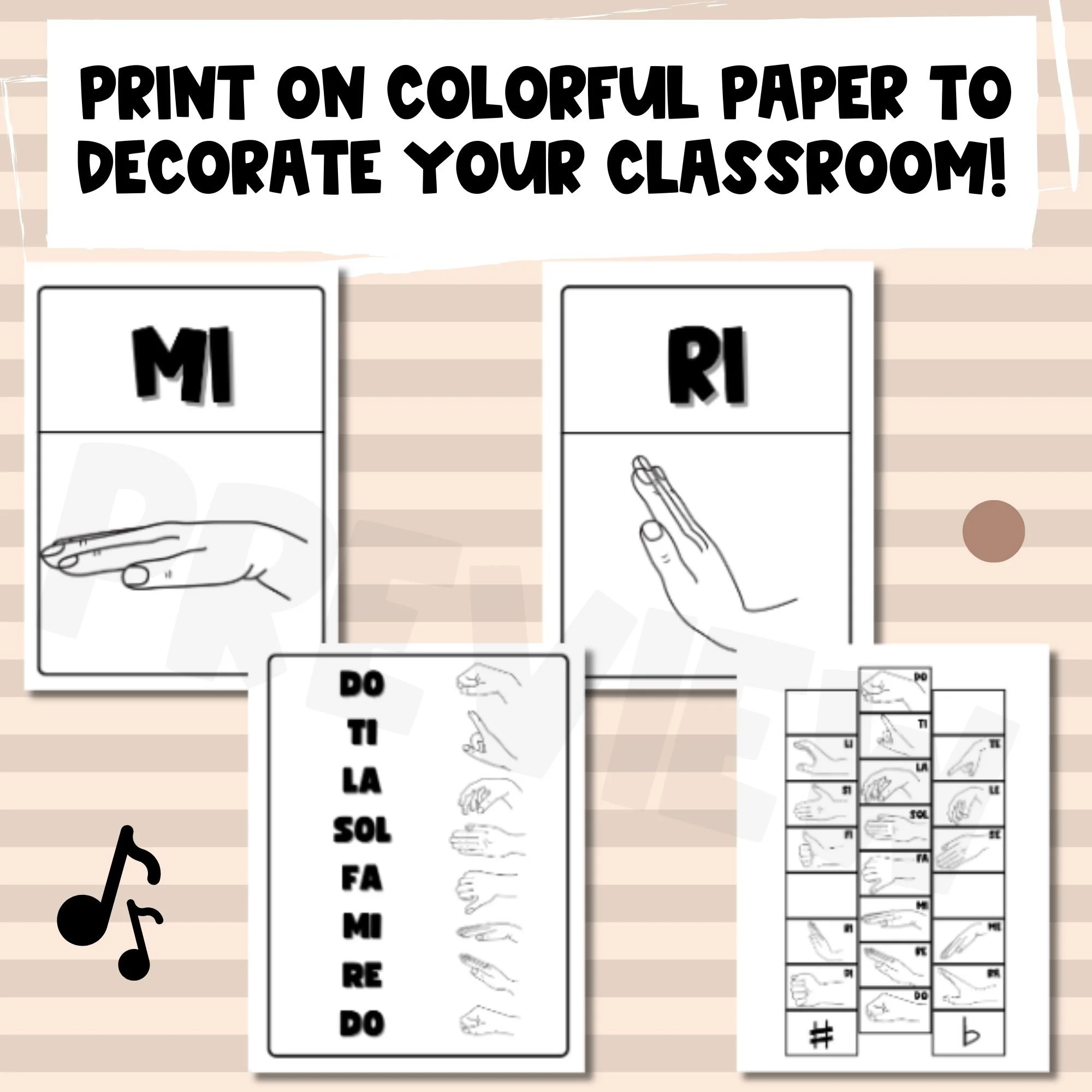 Music Posters Solfege Kodaly Curwen Hand Signs - Music Bulletin Board ...