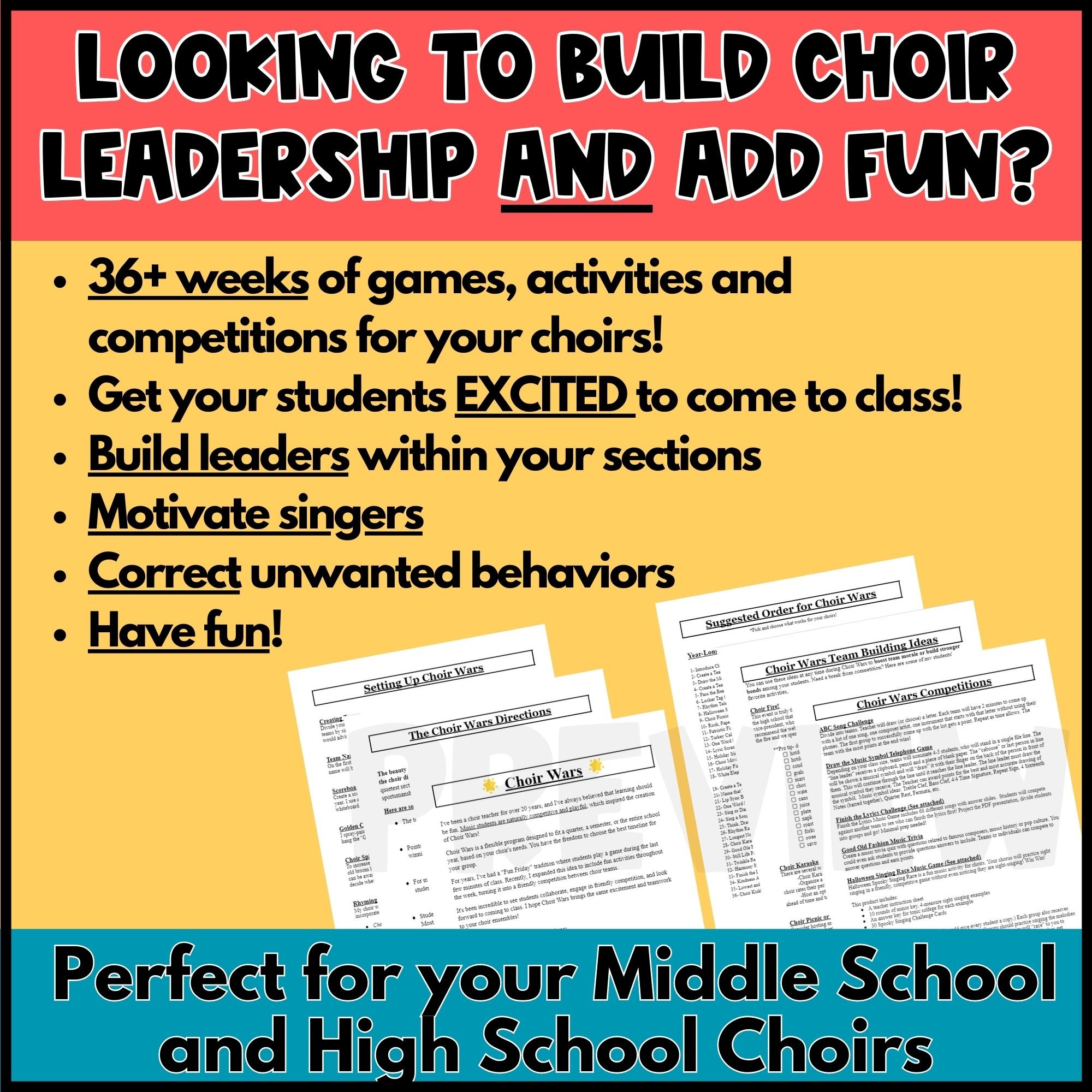 Choir Wars - A Year of MS & HS Singing Games, Music Activities & Team ...