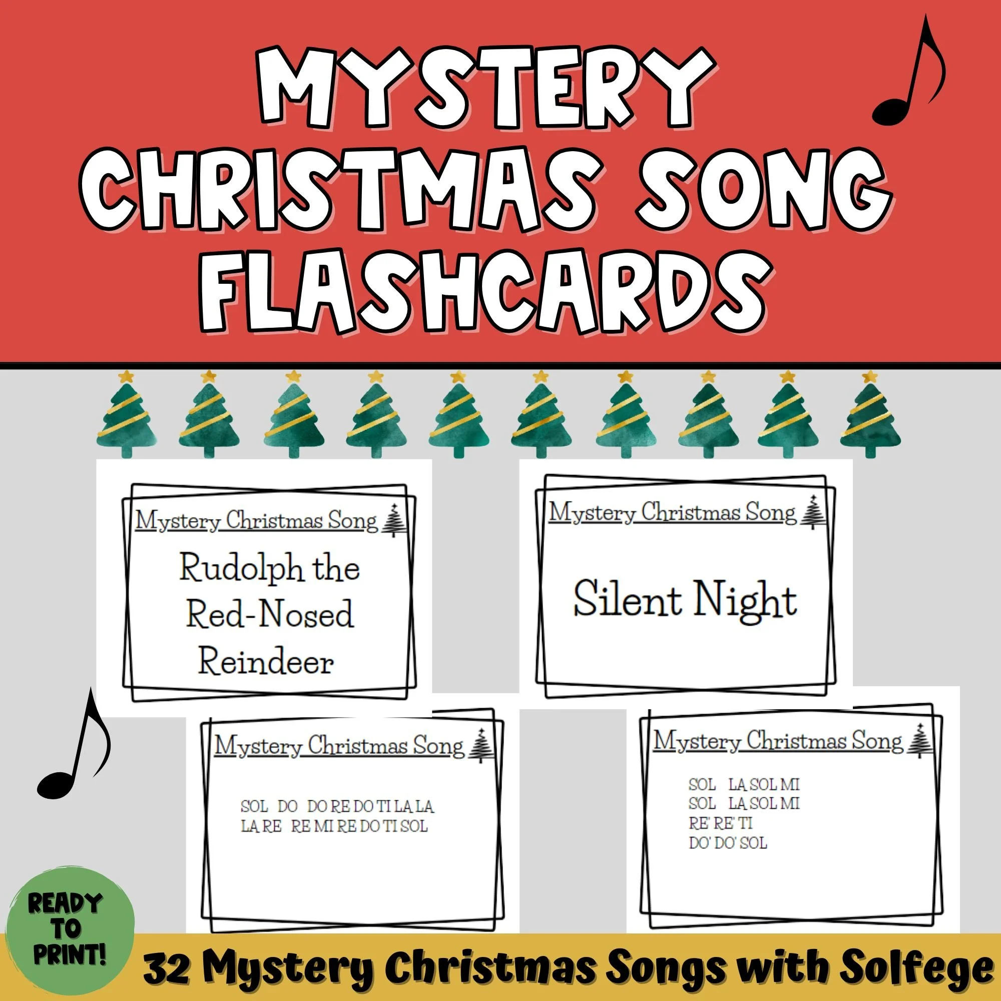 Mystery Christmas Song Solfege Flashcard Game- great for choirs at the ...