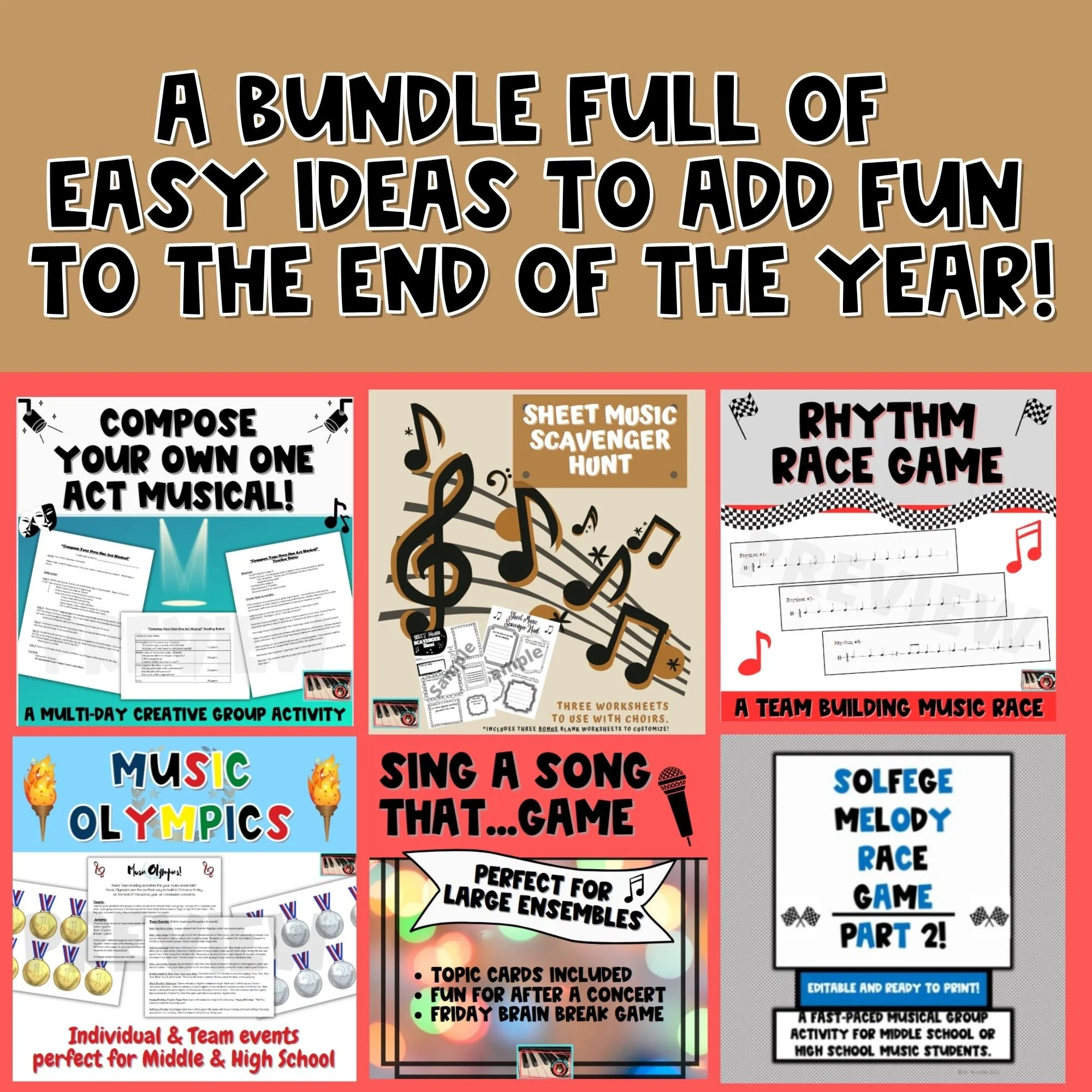 End of the Year Choir Game & Music Activity BUNDLE!
