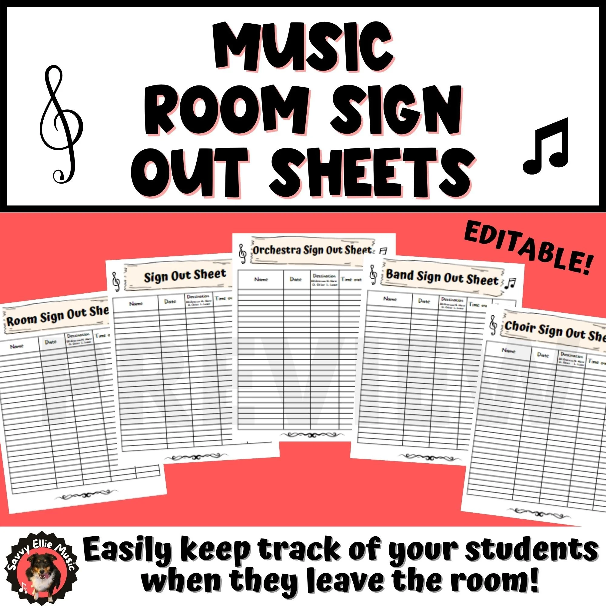 Music Room Sign Out Sheets — Savvy Ellie Music