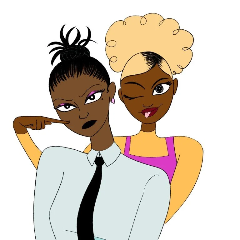 Two Sisters Coloring Process — JWOW ART