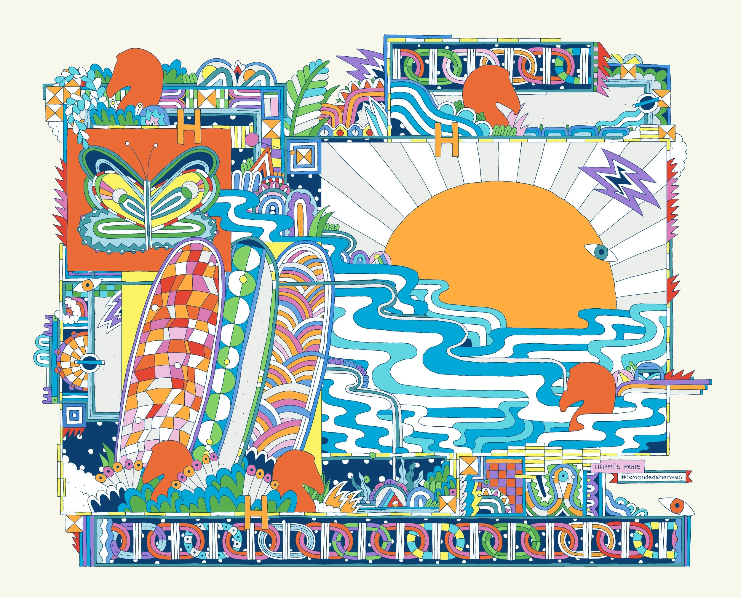 Le Monde D'Hermès Mural & Illustration - Austin, TX (2023) — Sophie Roach