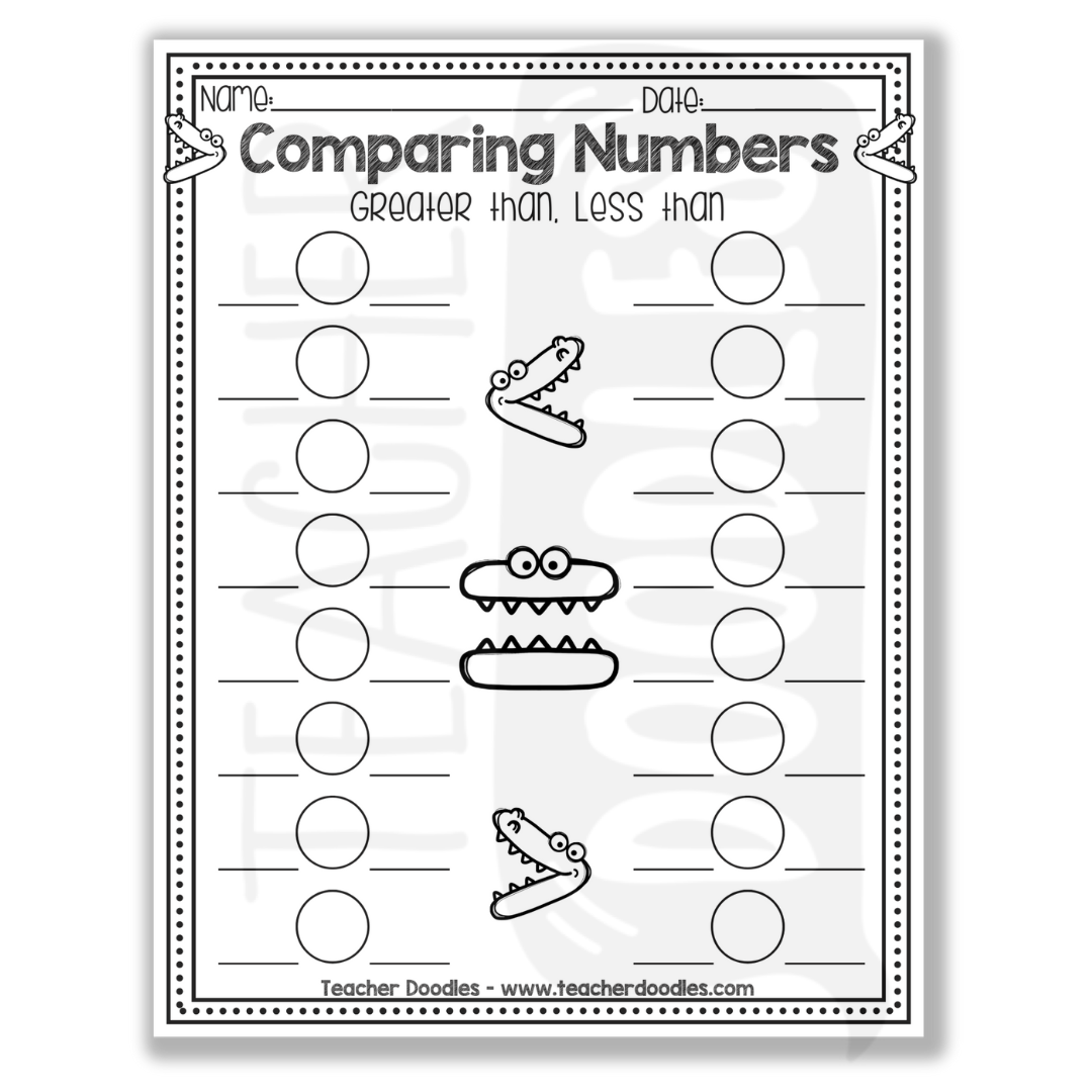 FREEBIE: Comparing Numbers Dice Game — Teacher Doodles