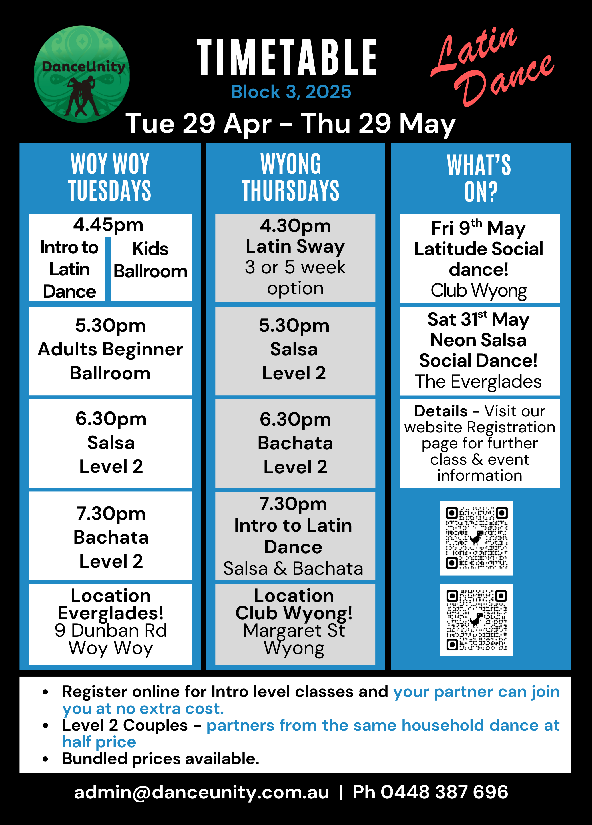Class Timetable and Prices — DanceUnity