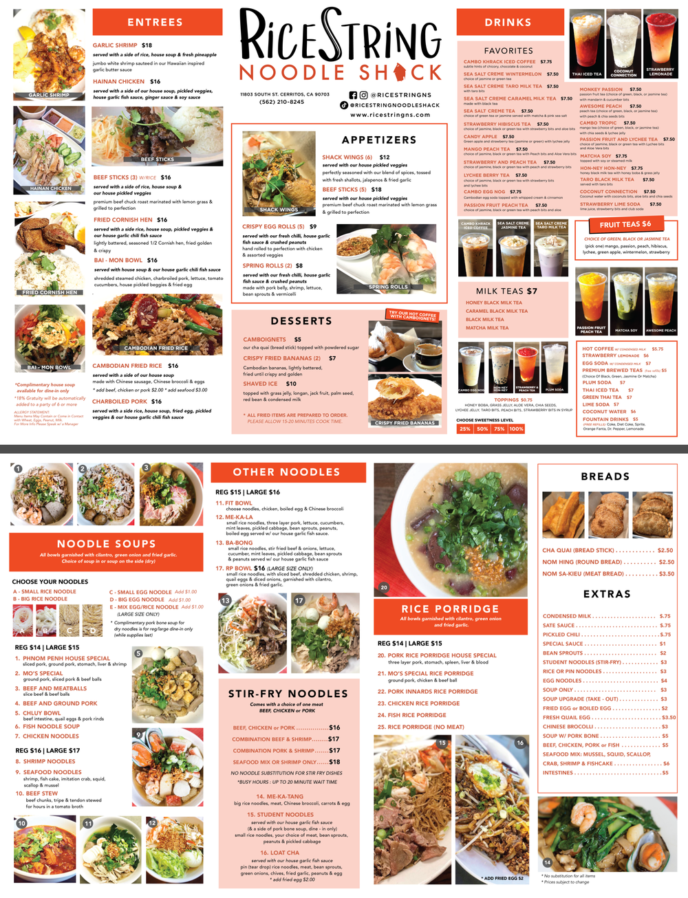 PRINTABLE MENU — Rice String Noodle Shack
