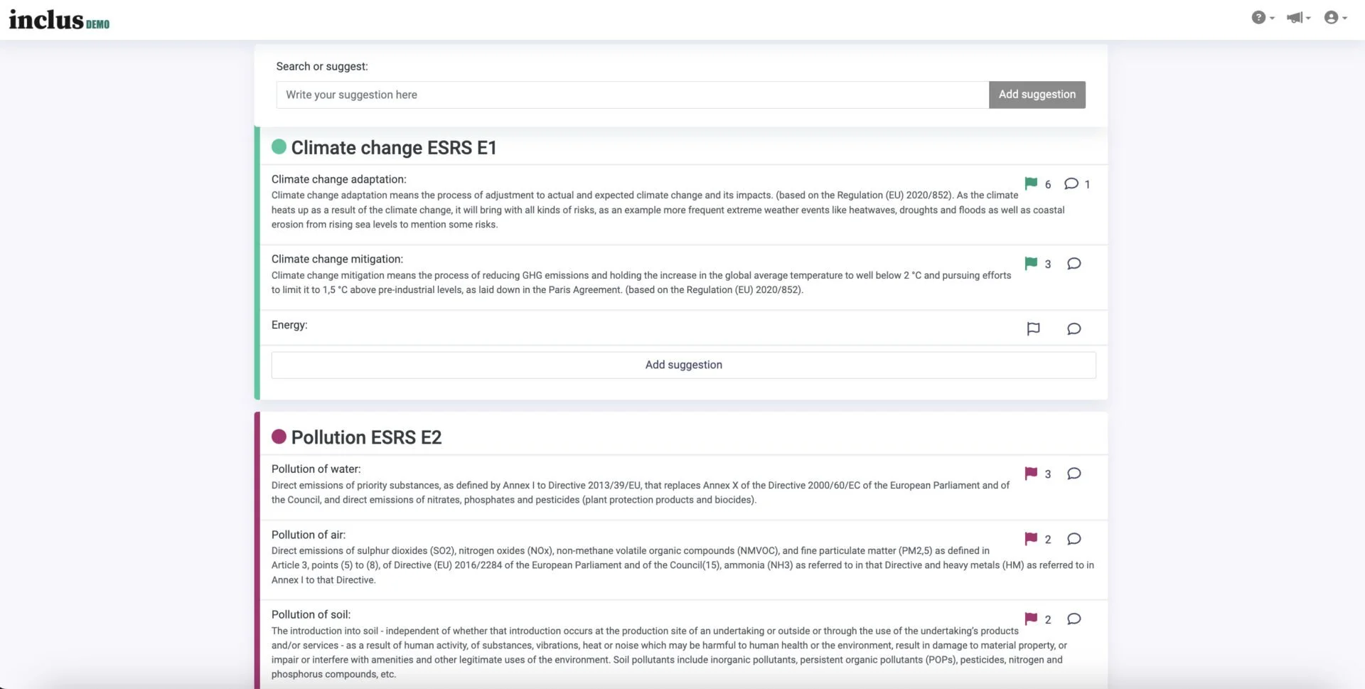 Double Materiality Assessment — Inclus
