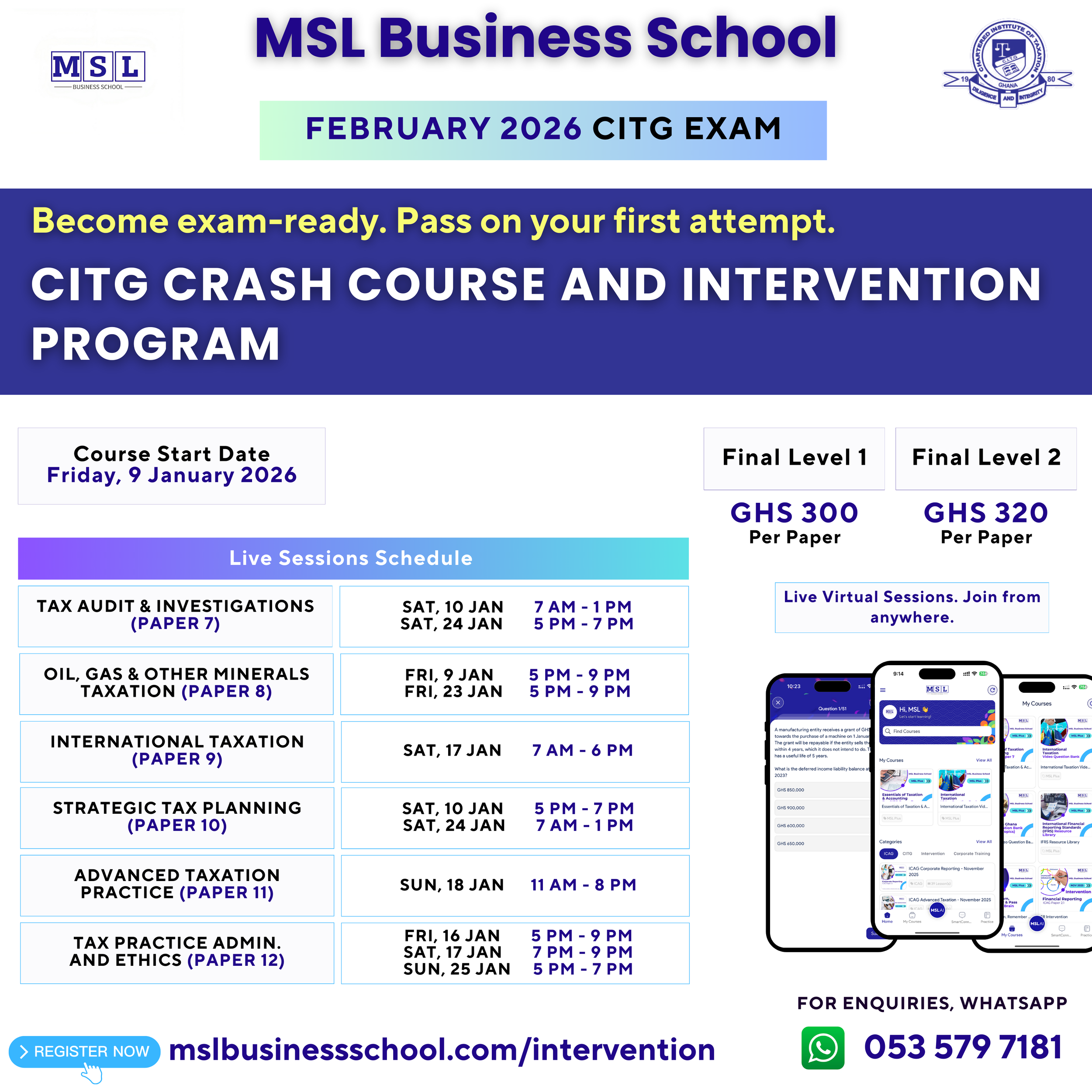 Our Crash Course & Intervention Courses — MSL Business School