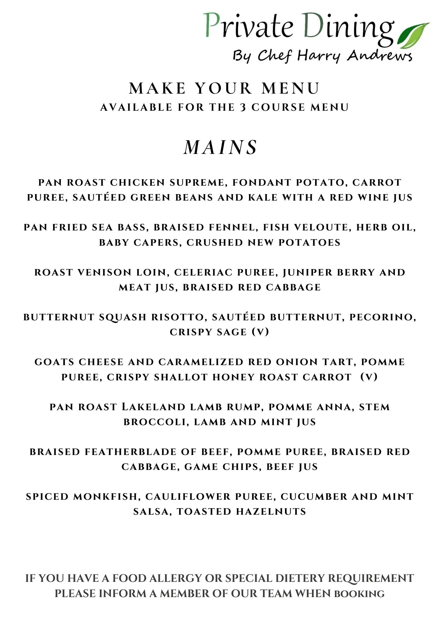 Private Dining By Chef Harry Andrews Private Dining By Chef Harry ...