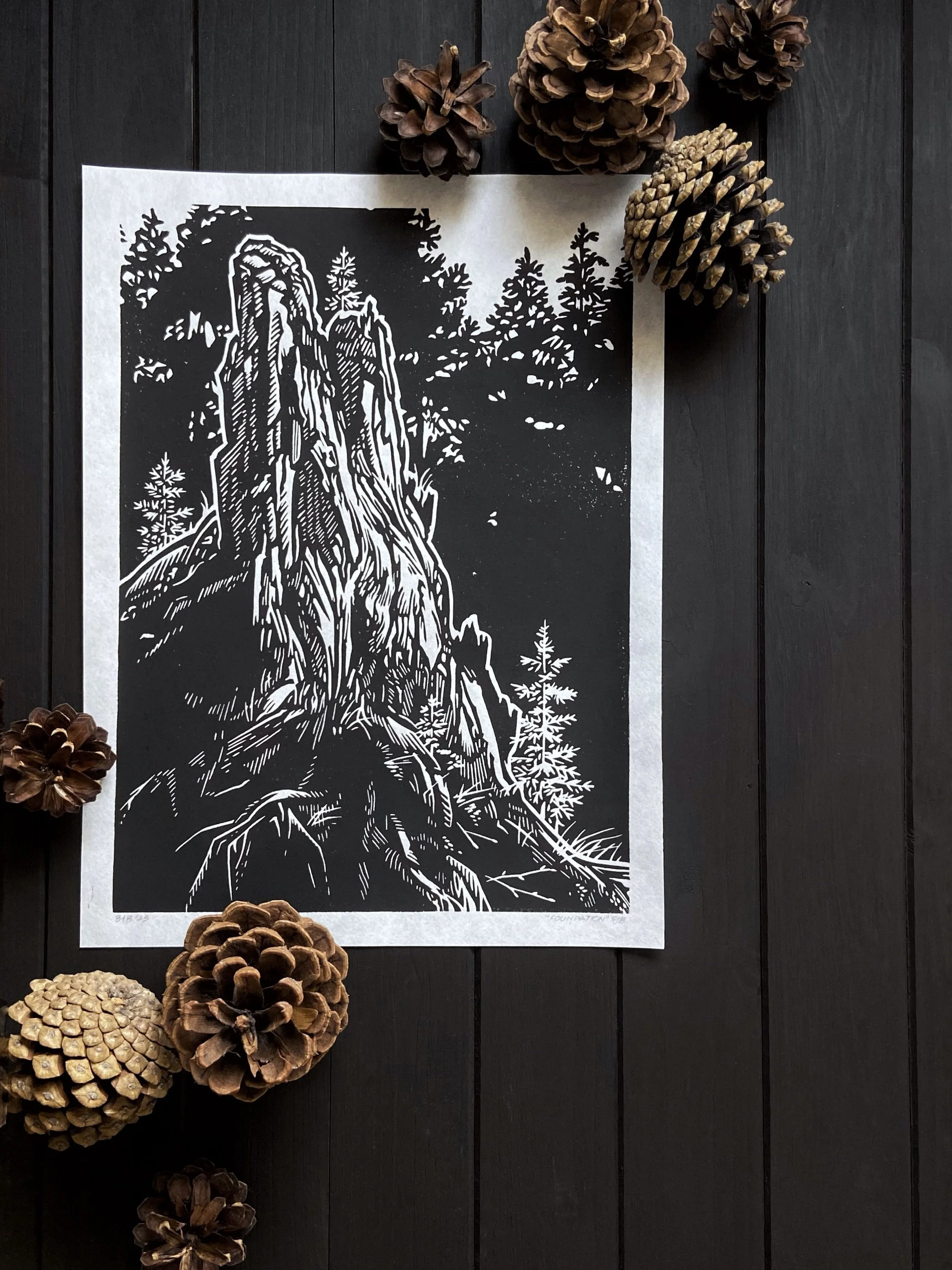 Linocut — Beastie and Bone