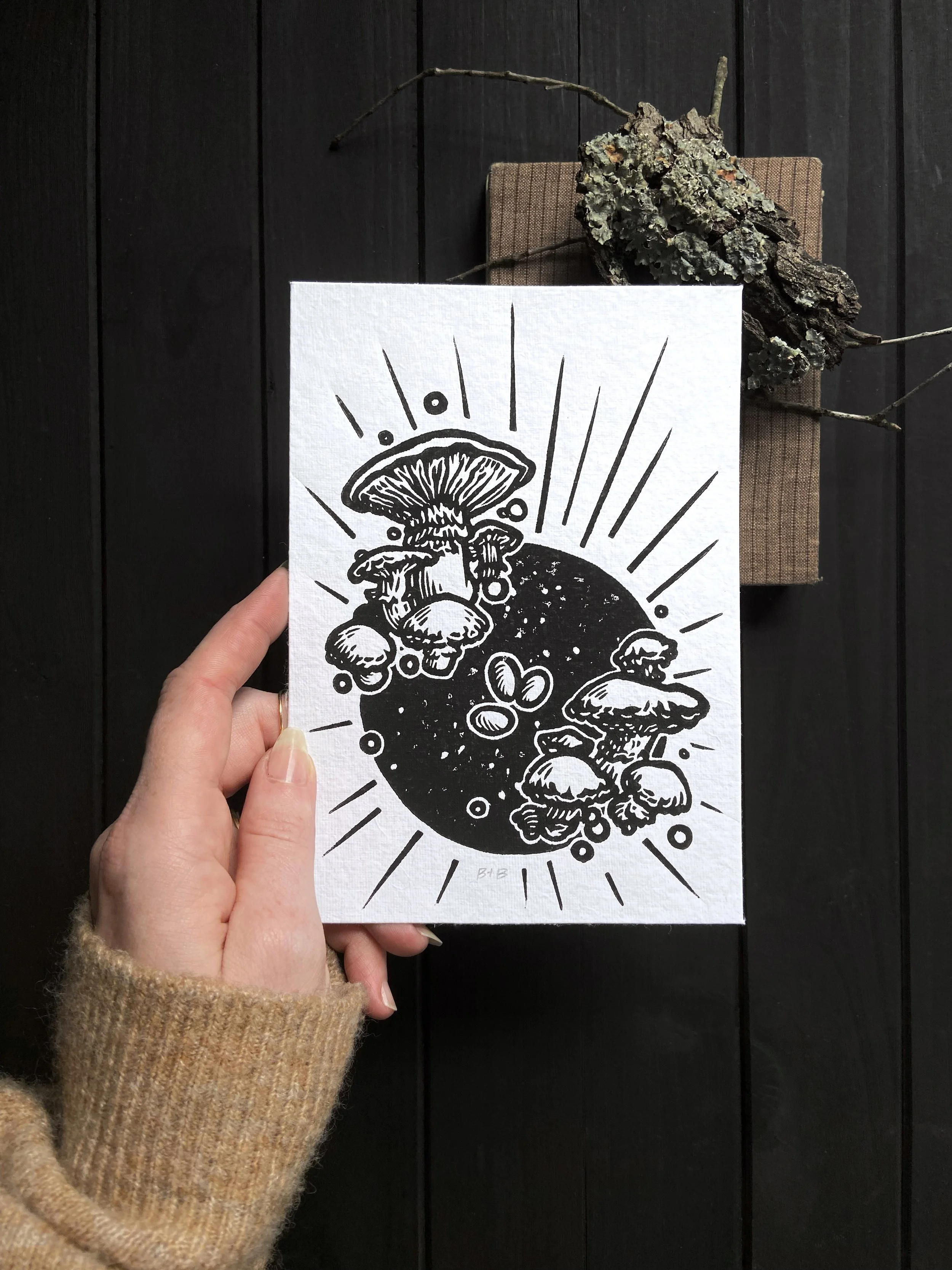 Linocut — Beastie and Bone
