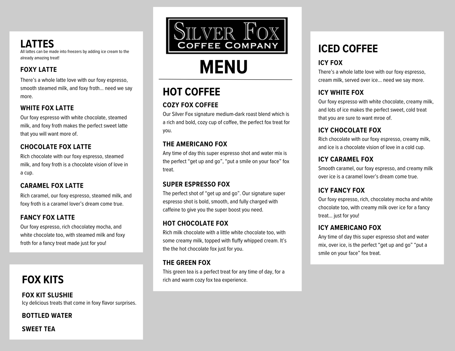 Our Menu — thesilverfoxcoffeeco.com