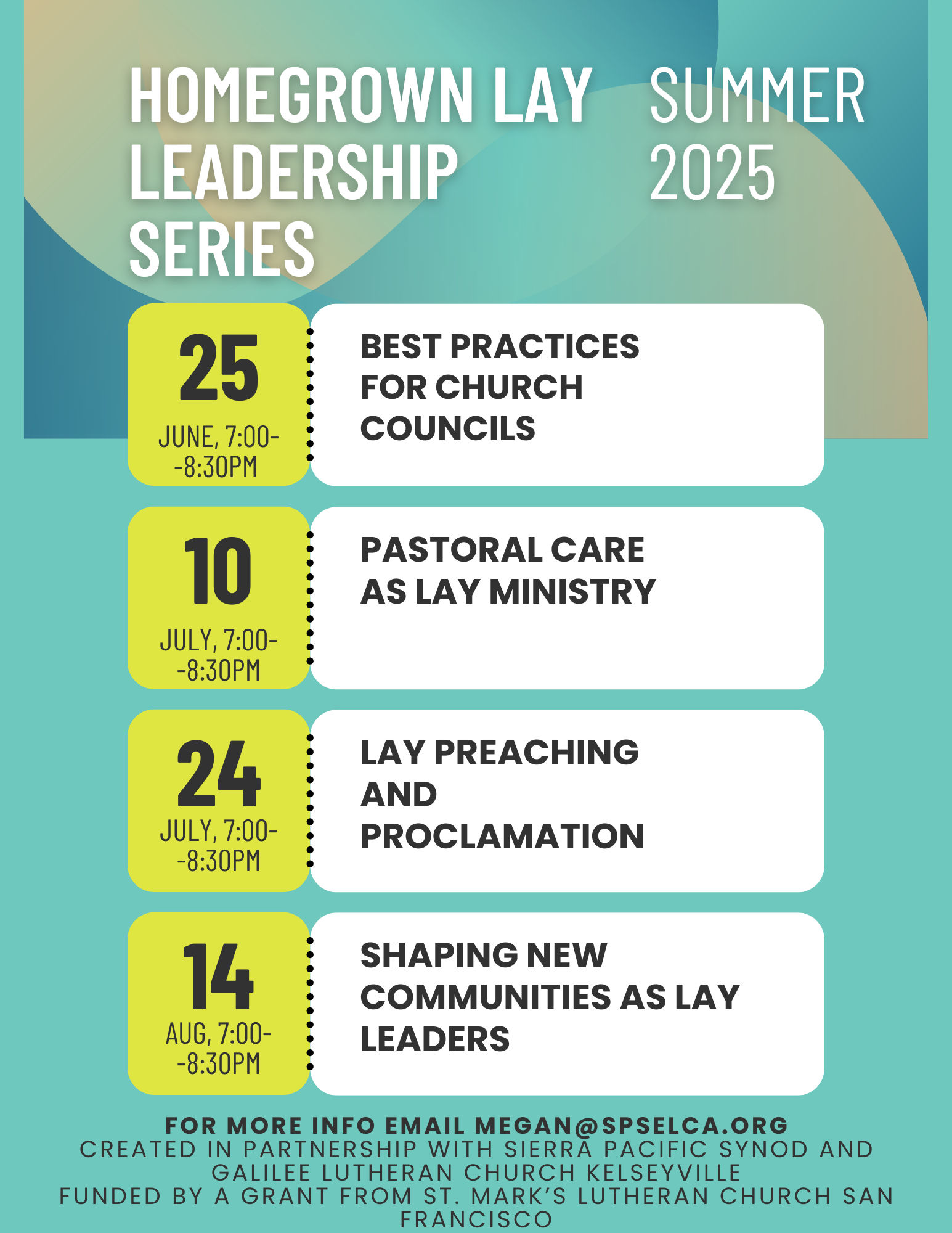 Homegrown Lay Leadership Series – Summer 2025 — Sierra Pacific Synod