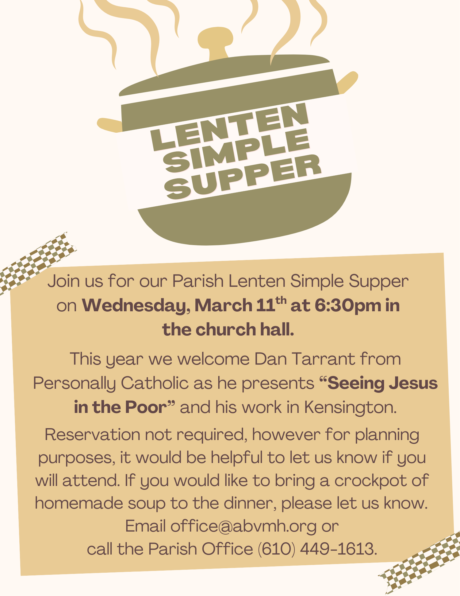 Parish Lenten Simple Supper — ANNUNCIATION BVM