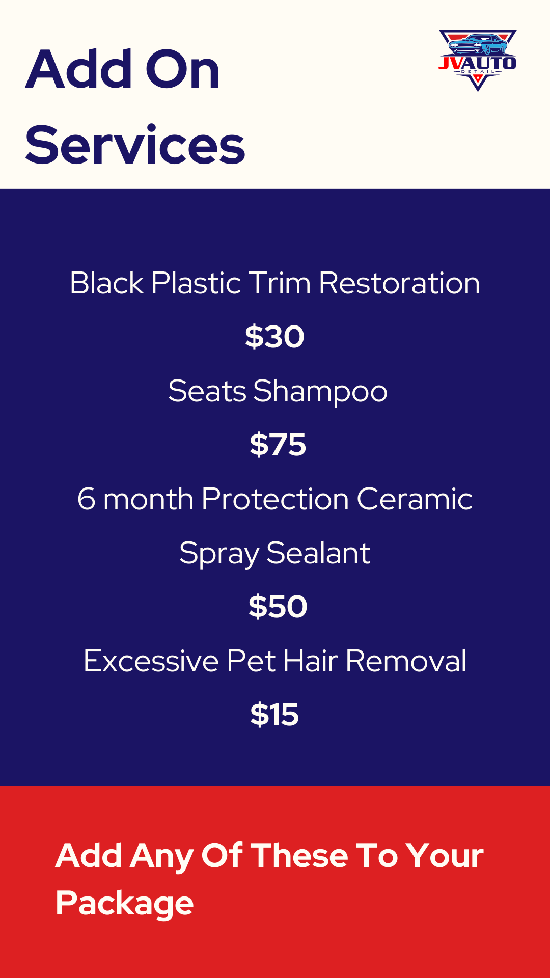 Packages | JV Auto Detail