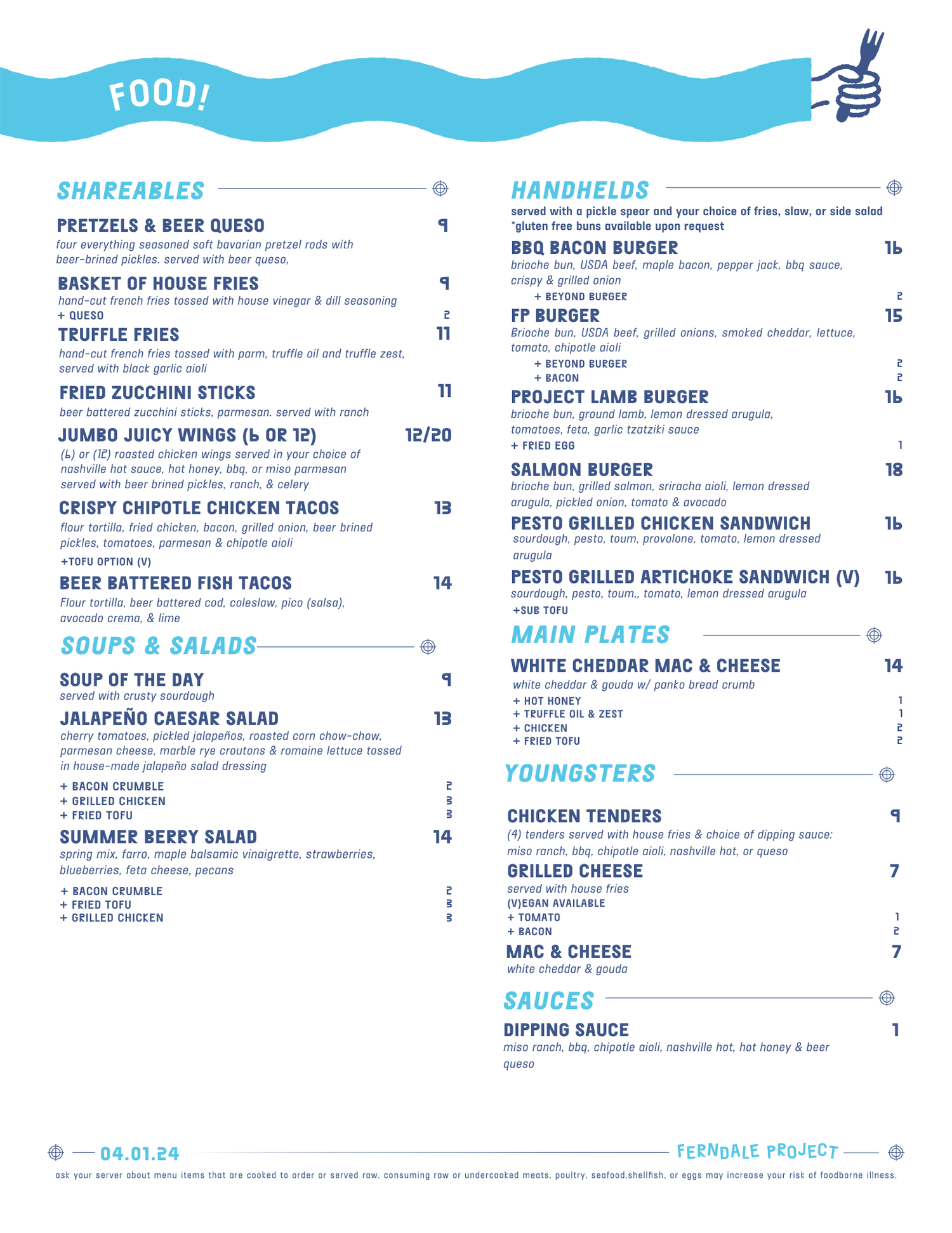 FOOD MENU — Ferndale Project
