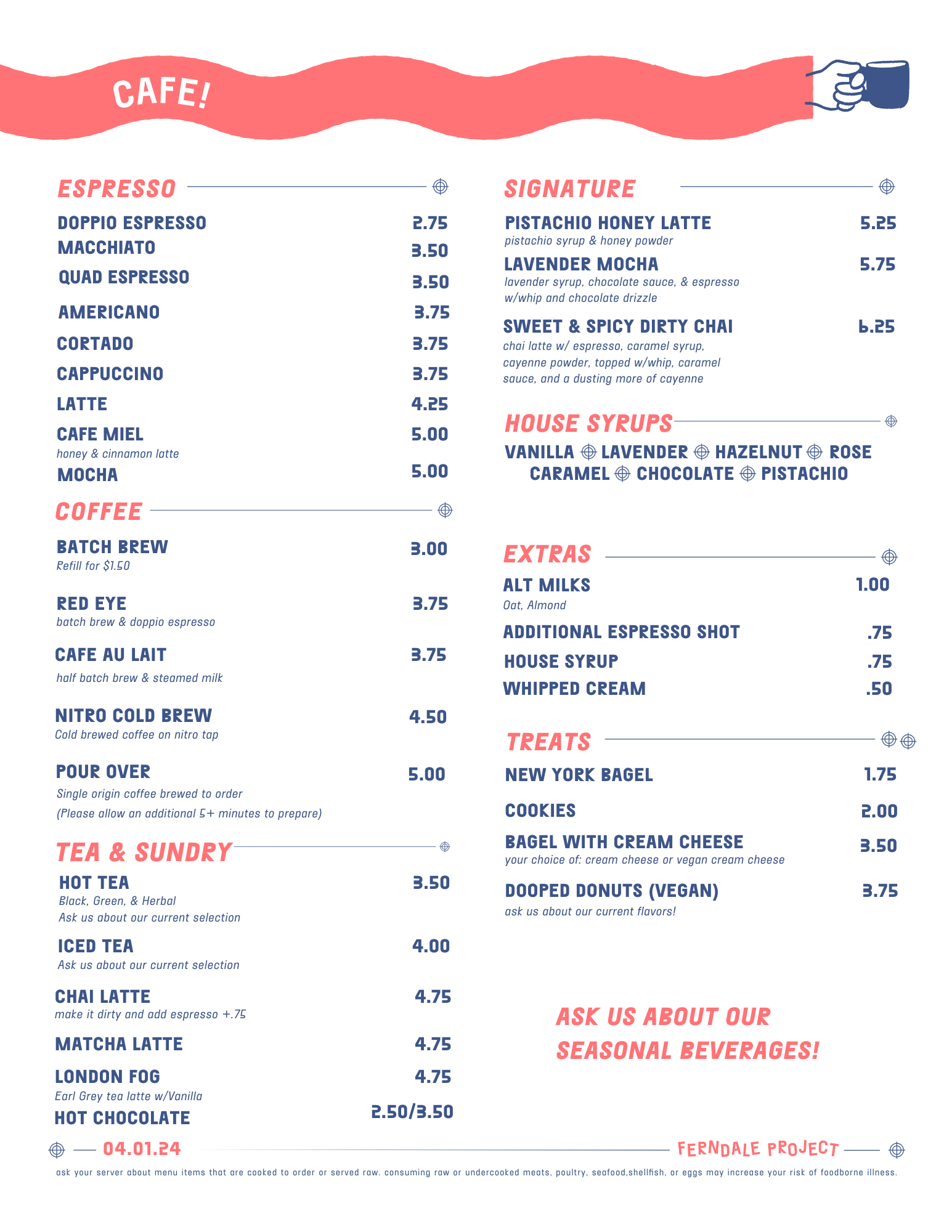 CAFE MENU — Ferndale Project