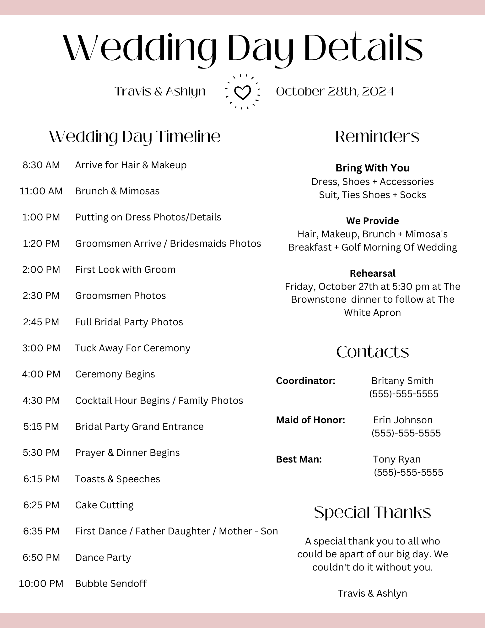 Map Out Your Magical Day with Our Wedding Timeline! — The Brownstone ...