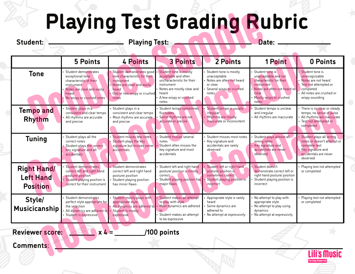Playing Test Grading Rubric — Lilis Music