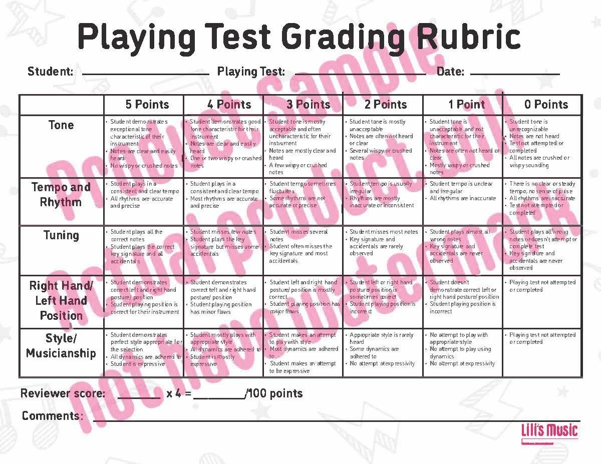 Playing Test Grading Rubric — Lilis Music