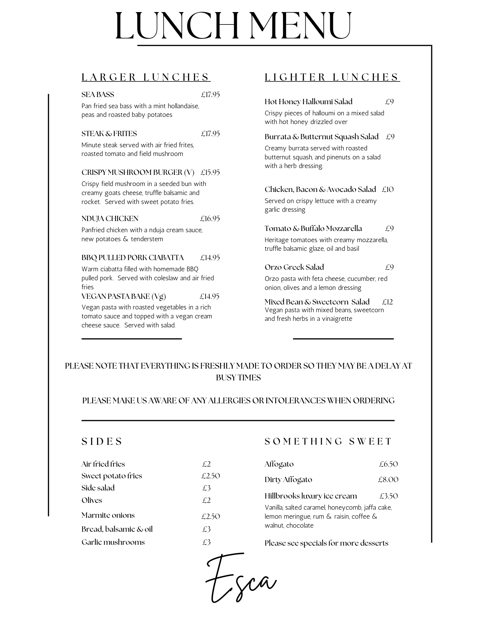 Menus — WELCOME