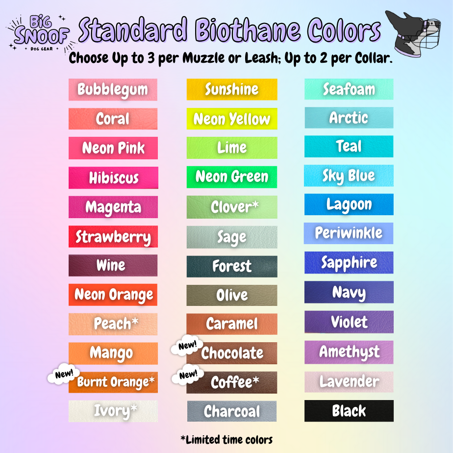 Customization Charts — Big Snoof Dog Gear