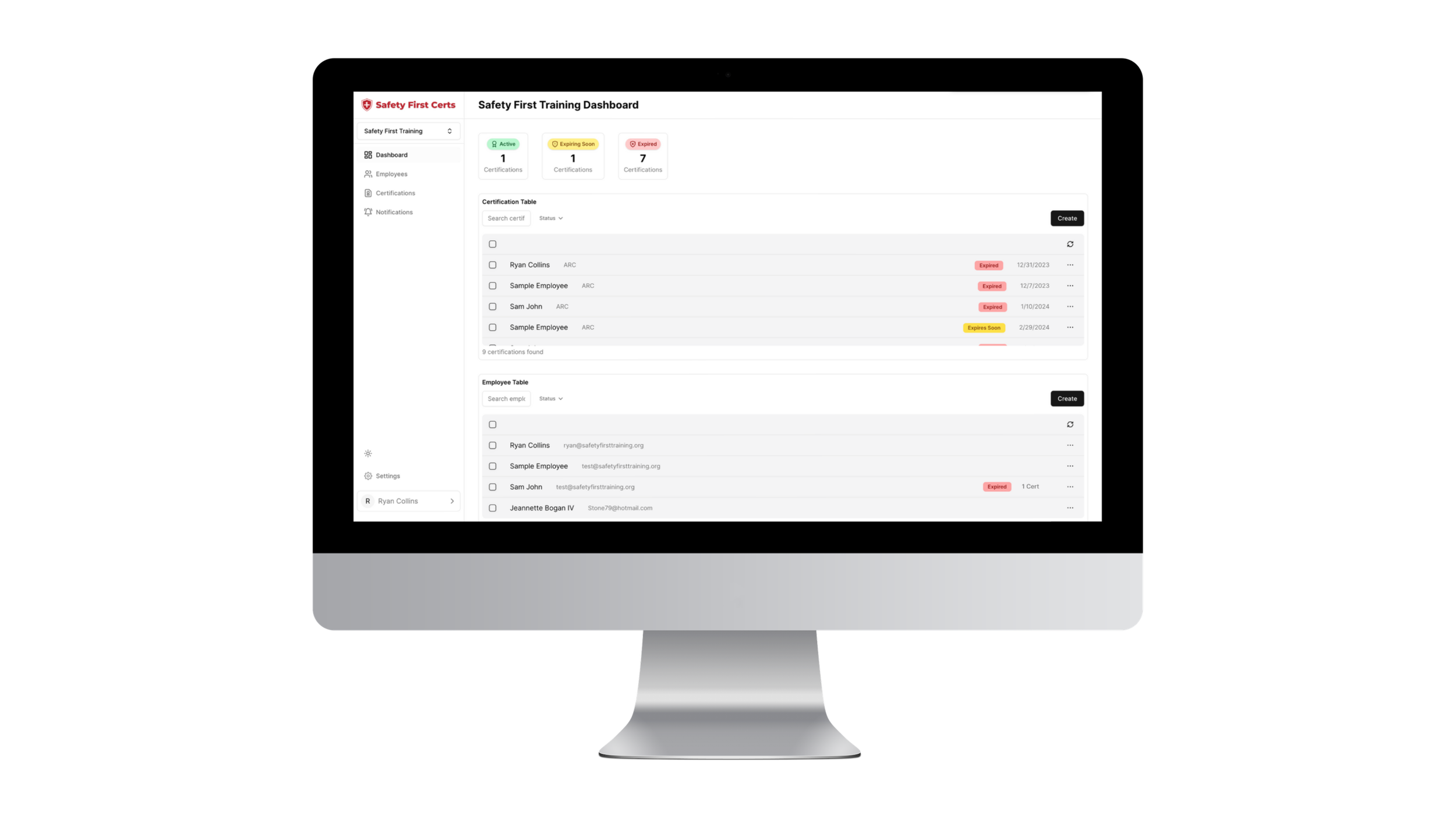 Safety First Certs - Certification Tracking Made Easy
