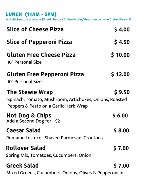 Menu — Rollover Cafe