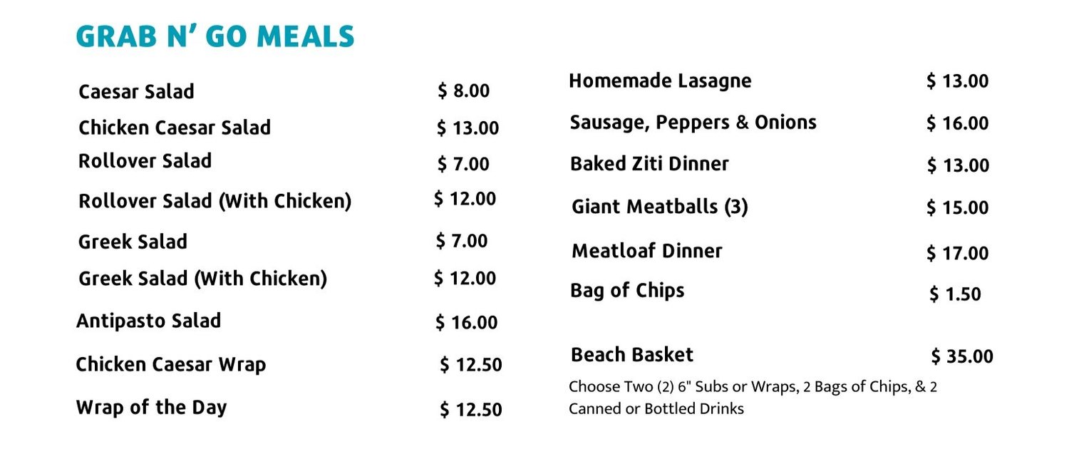 Menu — Rollover Cafe