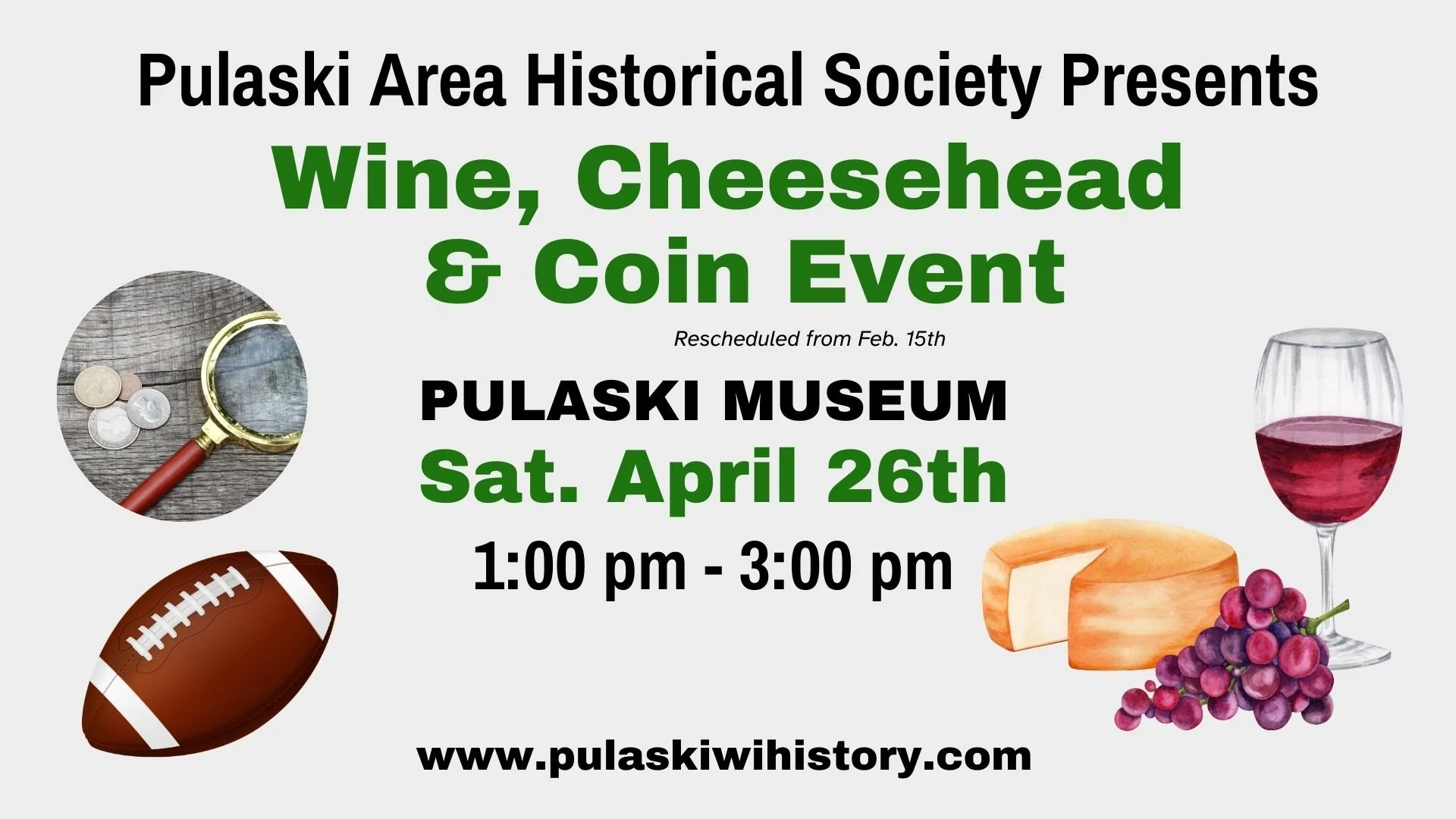 Wine, Cheesehead & Coin Event — PulaskiWiHistory