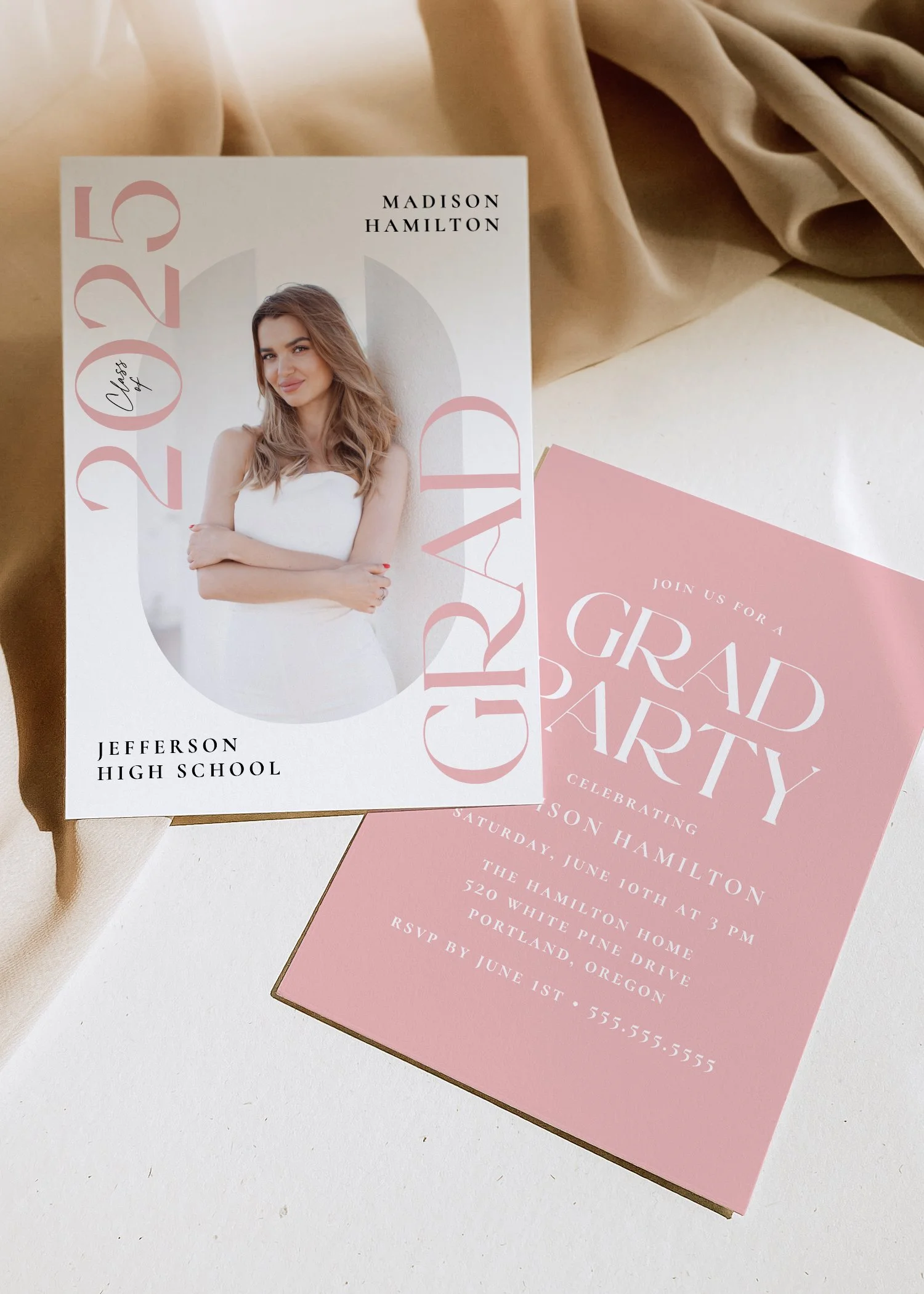 Modern Refined Photo Graduation Party Invitation — Late Bloom Paperie