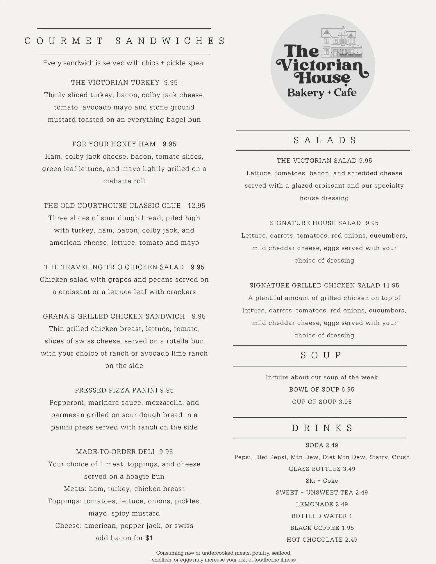 Menu — The Victorian House Bakery + Cafe