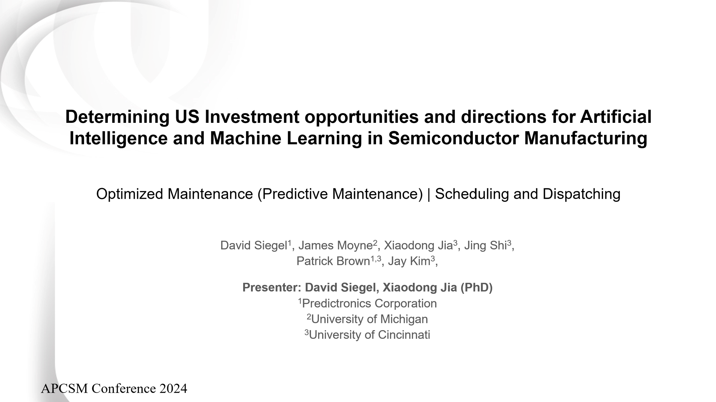 Dr. Jia presents Advanced Manufacturing Technology Roadmap Program at APCSM 2024 — Center for ...