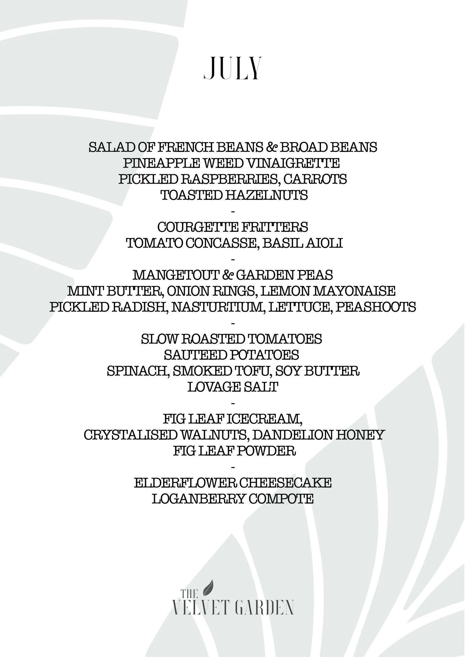 MENUS — The Velvet Garden