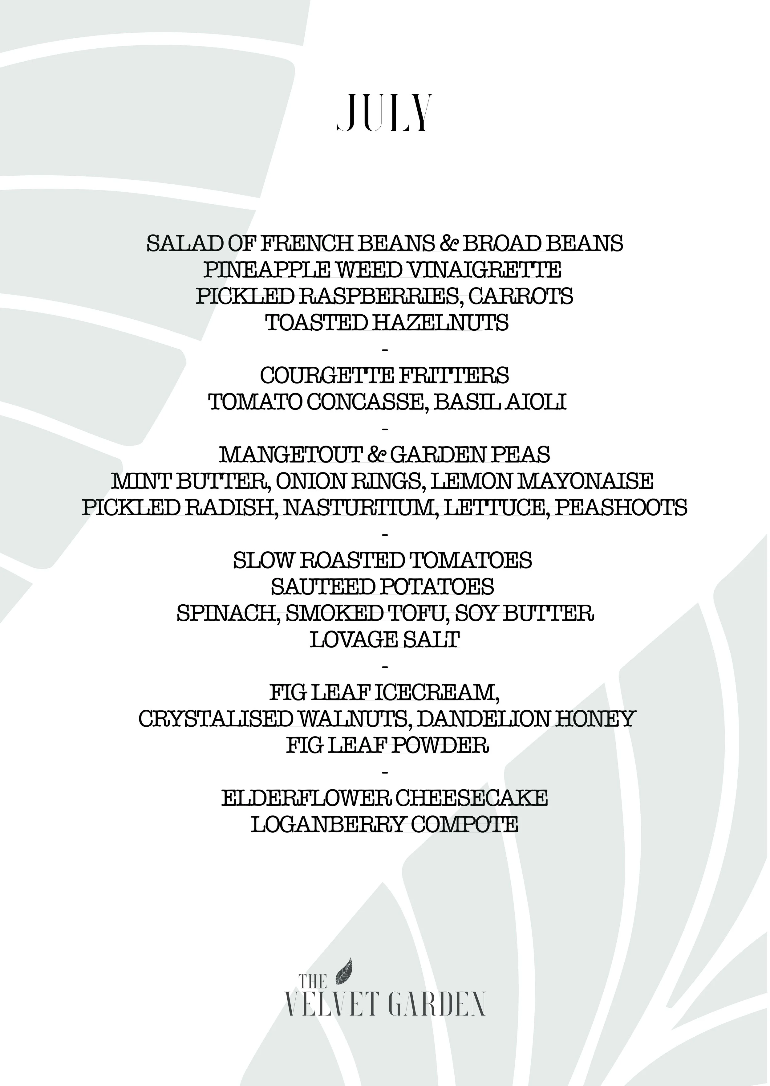 MENUS — The Velvet Garden