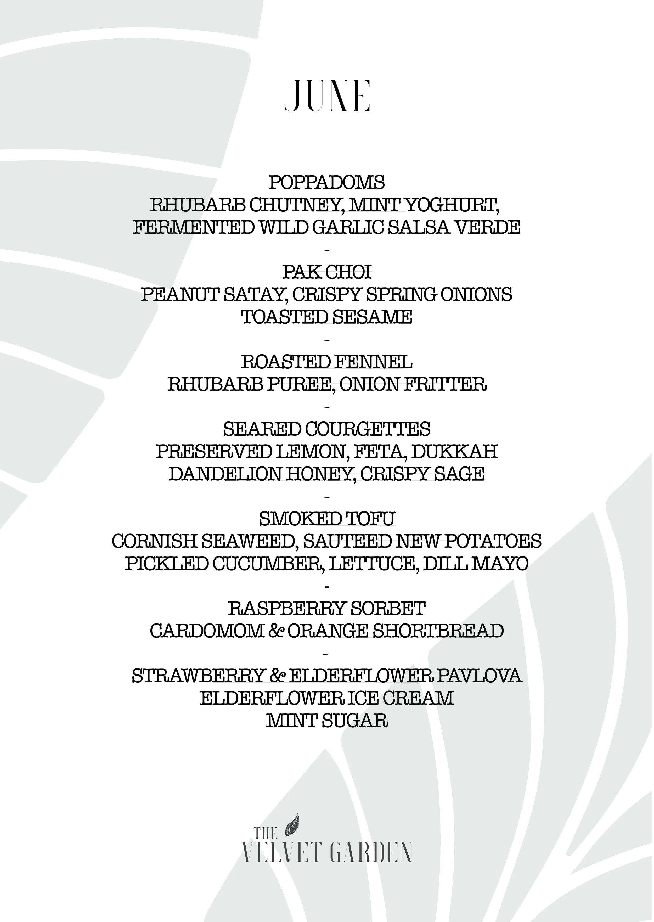 MENUS — The Velvet Garden