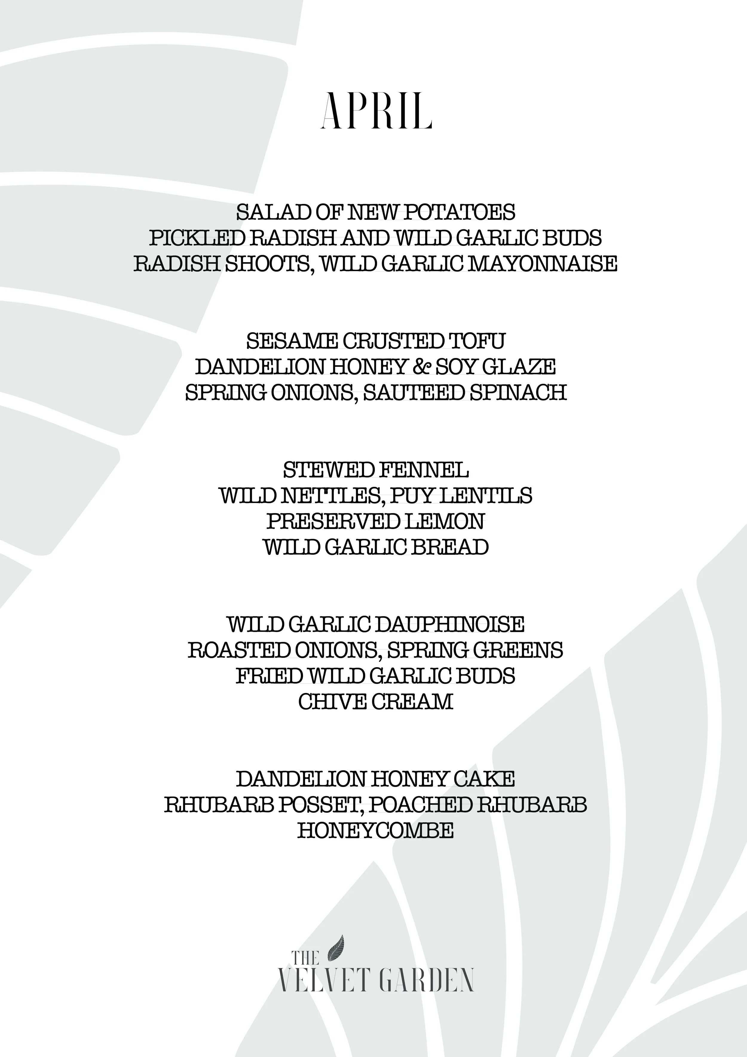 MENUS — The Velvet Garden