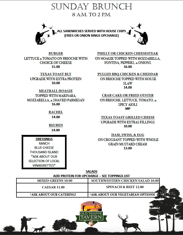 Menus | Tavern Food | Trappe Maryland — Old Trappe Tavern