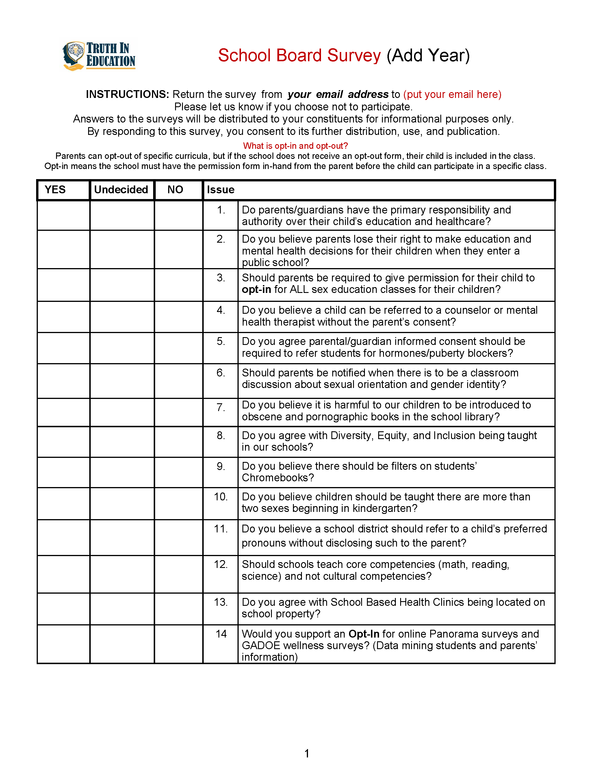 Local School Boards — Truth In Education