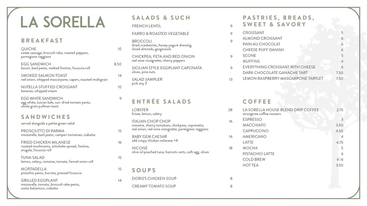 Menu — La Sorella