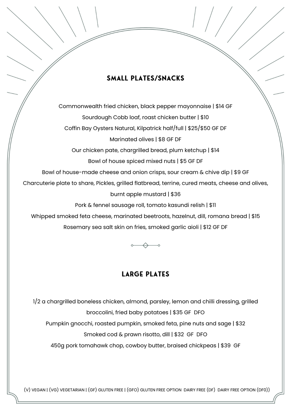 Food Menu — Hotel Commonwealth Ipswich