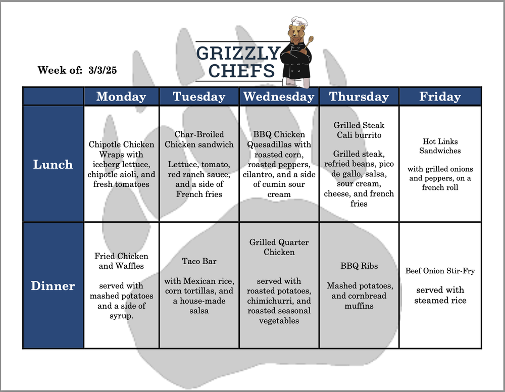 Menu 1 — GRIZZLY CHEFS