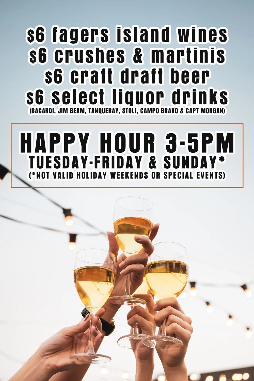 MENU - HAPPY HOUR — fagers island