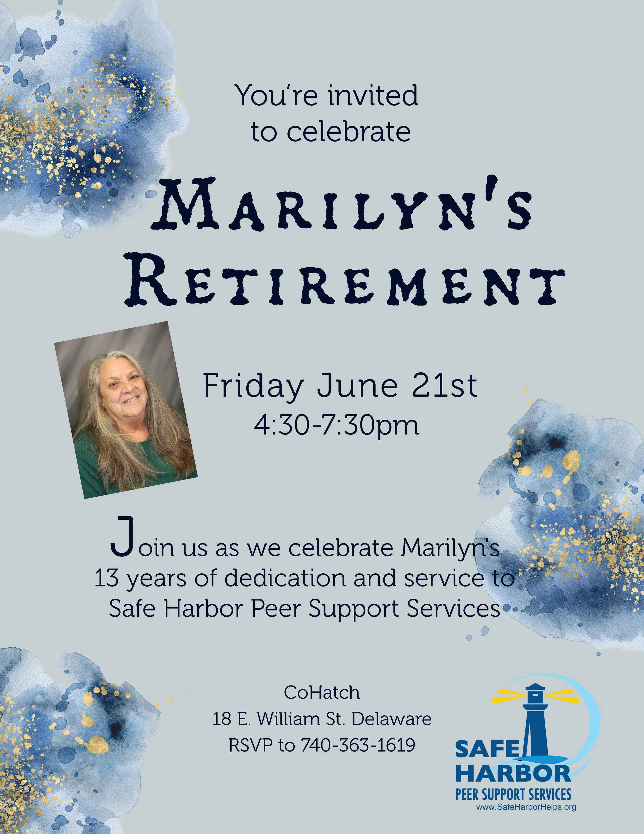 Join us as we celebrate Marilyn’s retirement — Safe Harbor Peer Support ...
