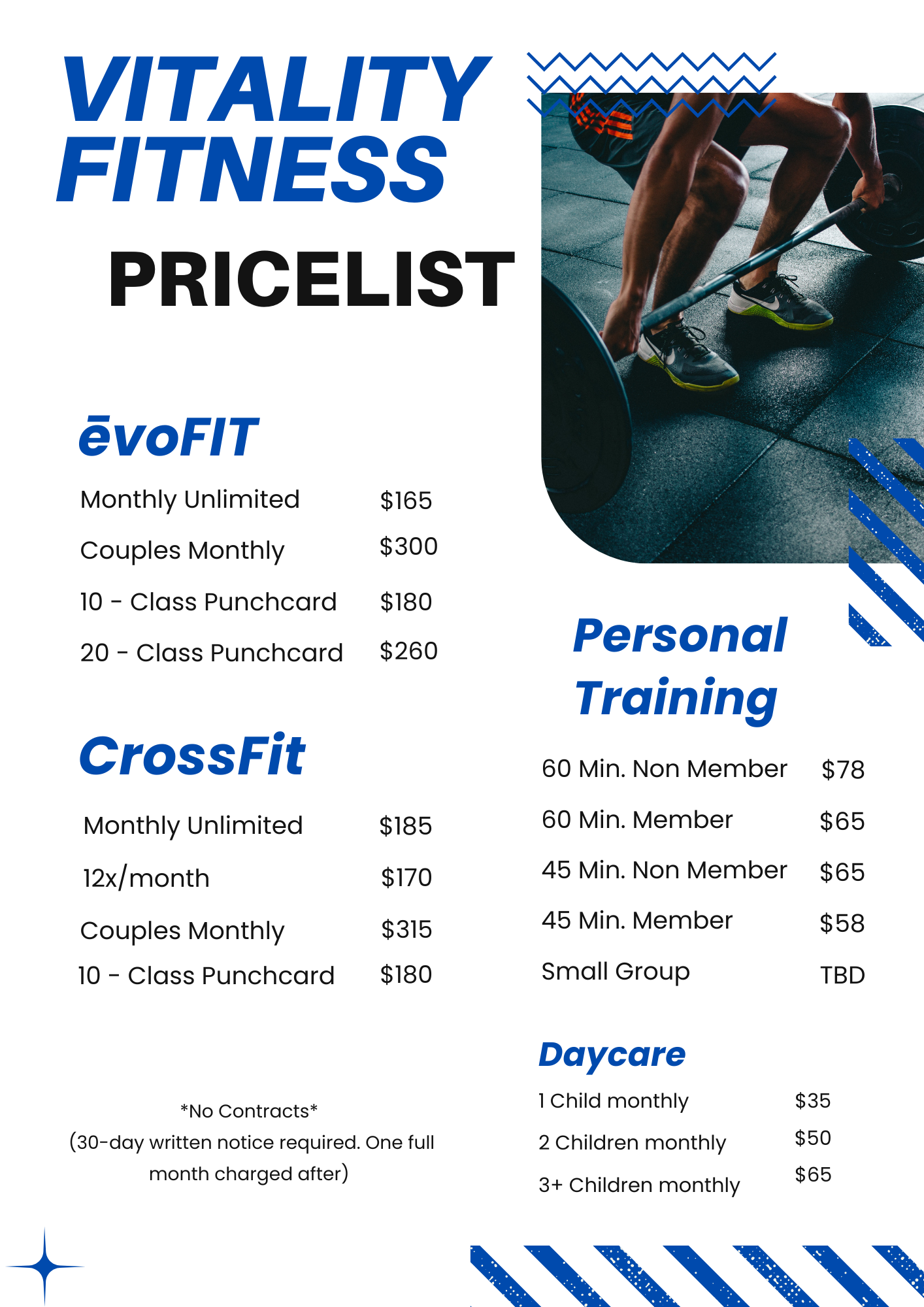PRICING — Vitality Fitness